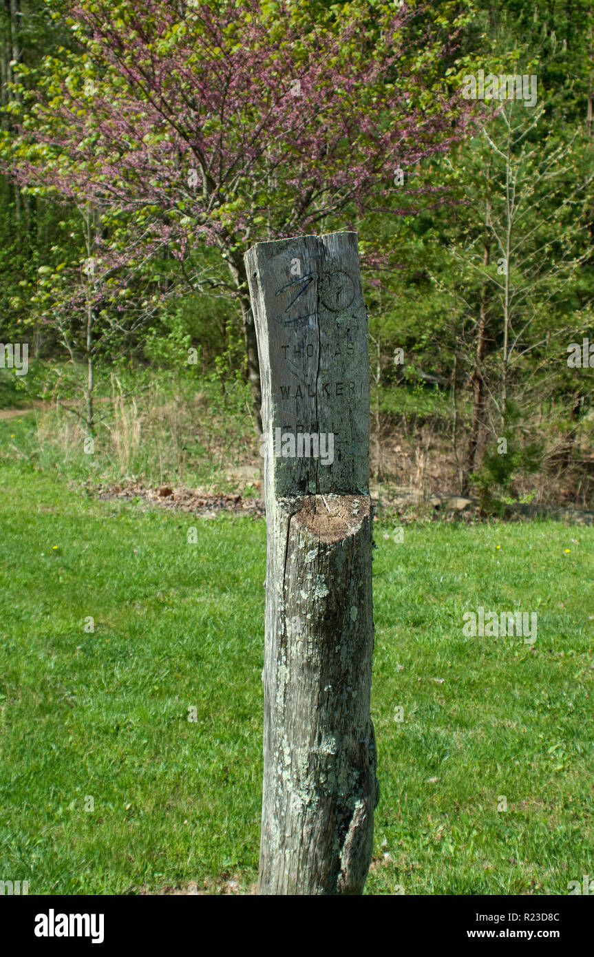 Thomas Walker Trail marker following Daniel Boone's route in Cumberland ...