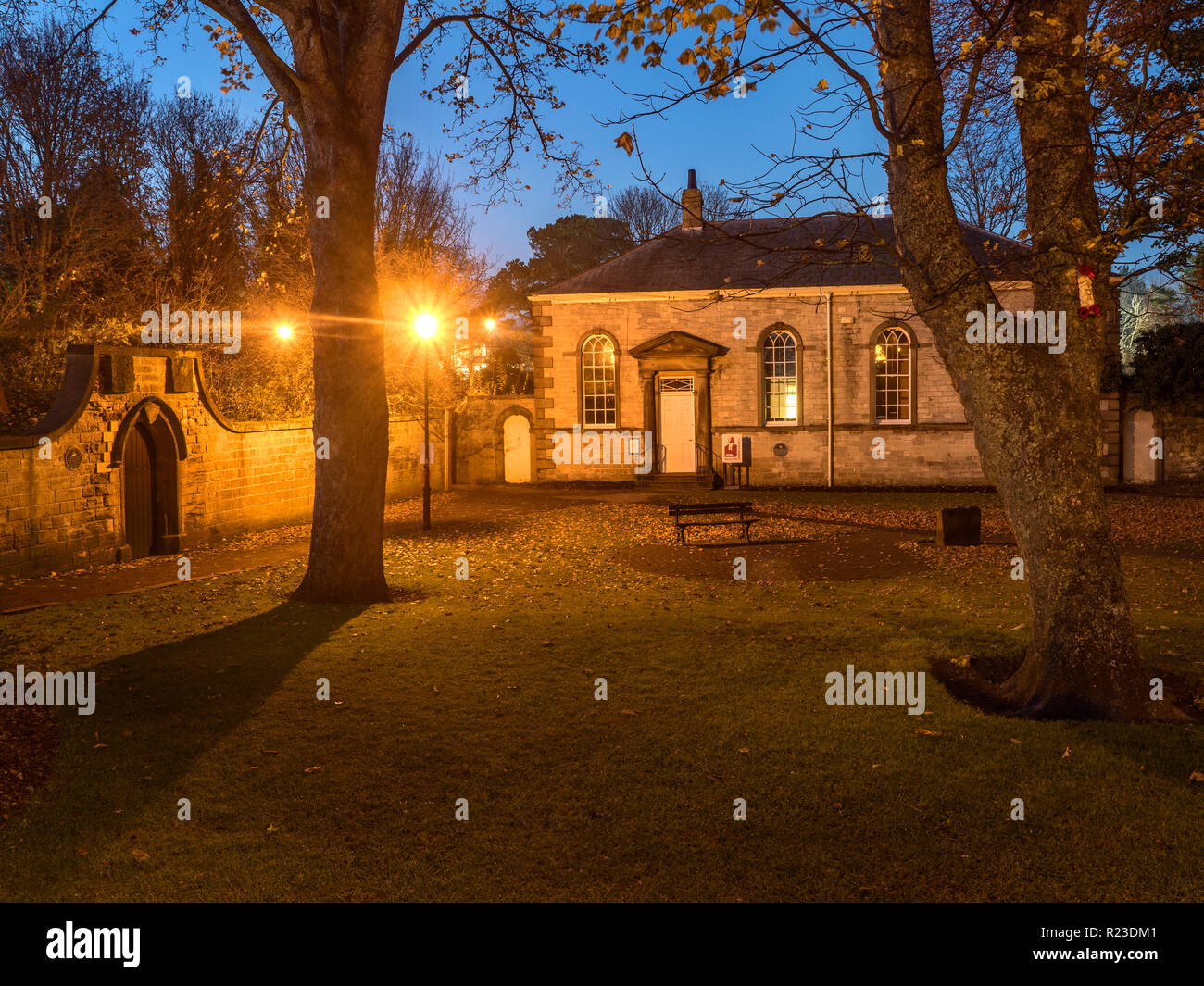 Ripon Courthouse Museum at dusk Ripon North Yorkshire England Stock ...