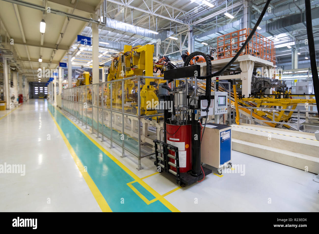 Car manufacturing plant. Automotive shop. The Assembly line for ...