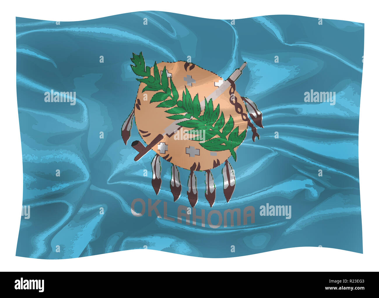 The flag of the state of Oklahoma waving in the wind Stock Photo - Alamy