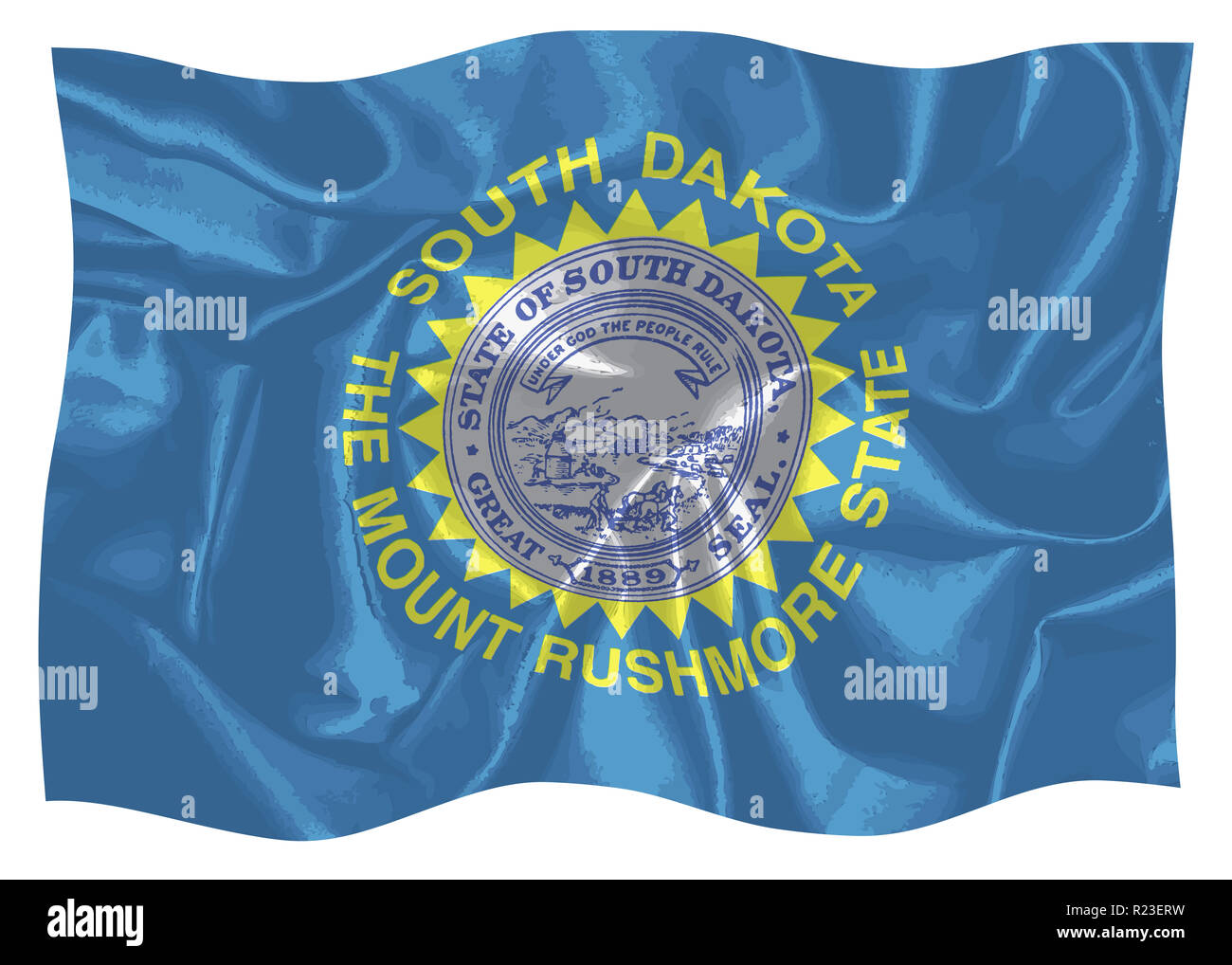 The flag of the state of South Dakota waving in the wind Stock Photo ...