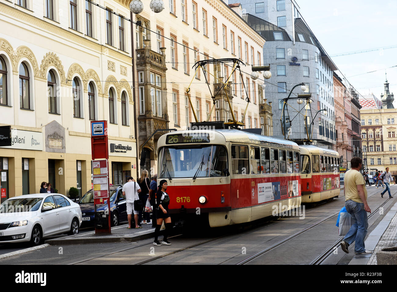 Trams public transport in the city of Prague in Czech Republic Stock ...