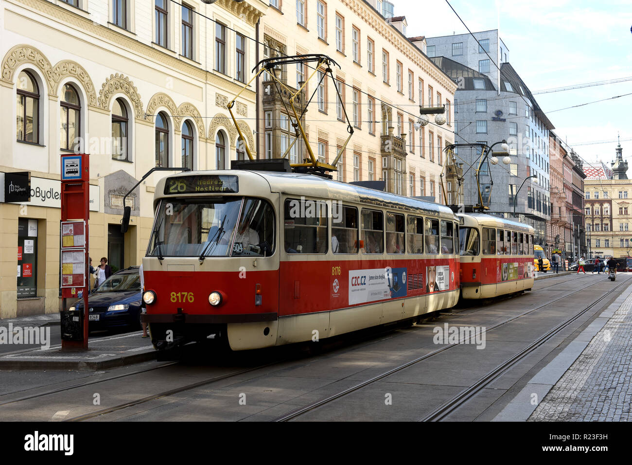 Trams public transport in the city of Prague in Czech Republic Stock ...