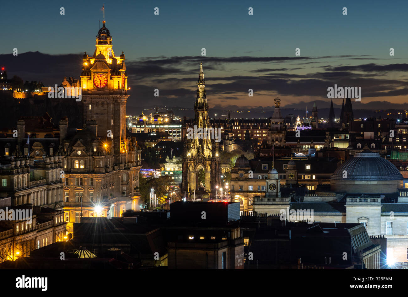 Edinburgh, Scotland, UK - November 1, 2018: Landmarks of Edinburgh's ...
