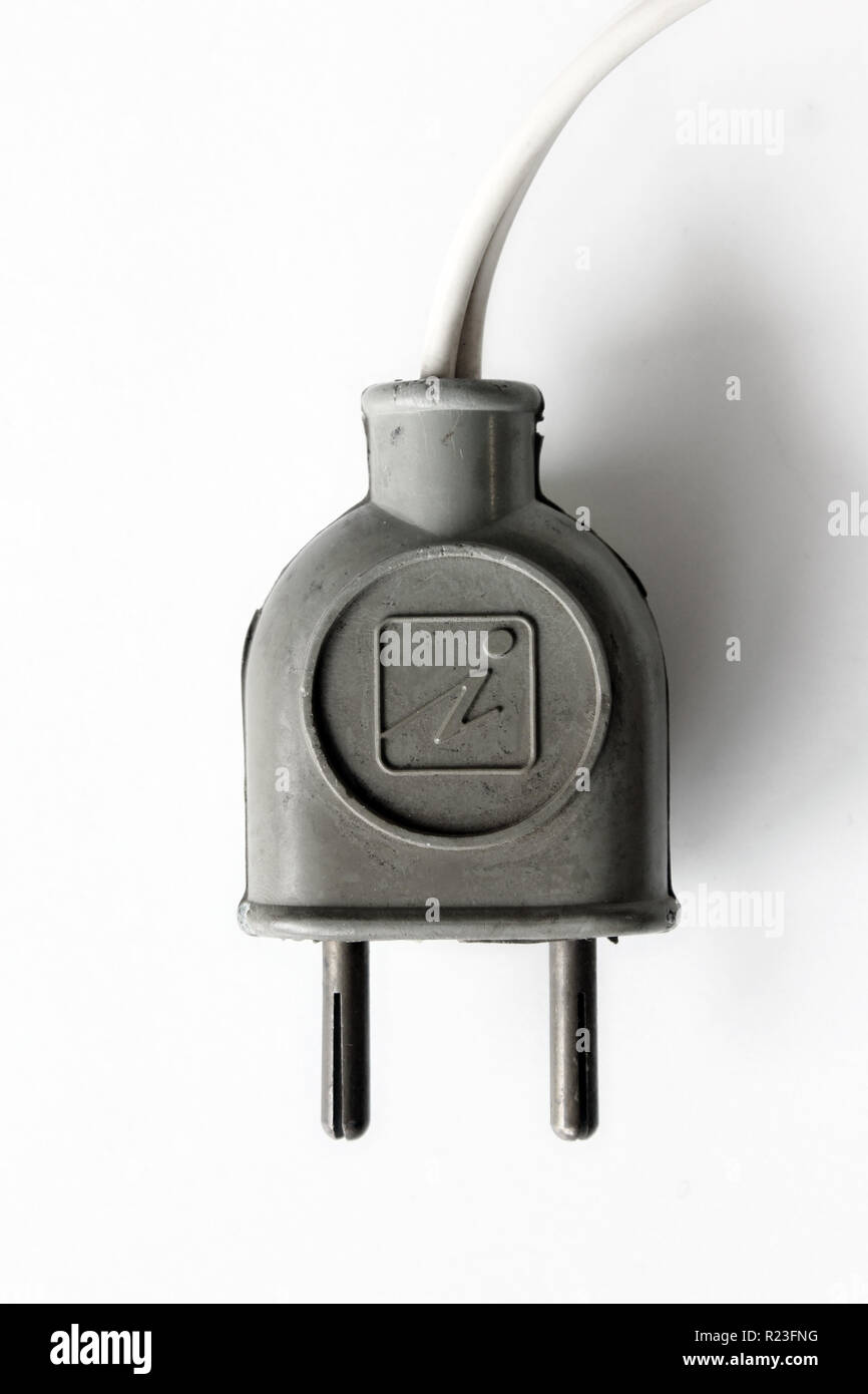 Old electric plug isolated on a white background, close-up Stock Photo ...