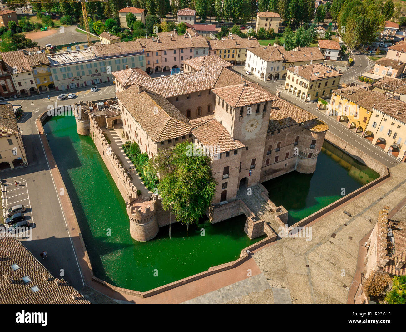 Aerial view of Fontanellato castle rocca, renaissance residential ...