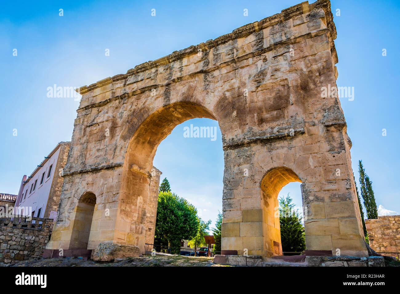 Close-up of a Roman arch from the time of the Emperor Trajan, the only ...