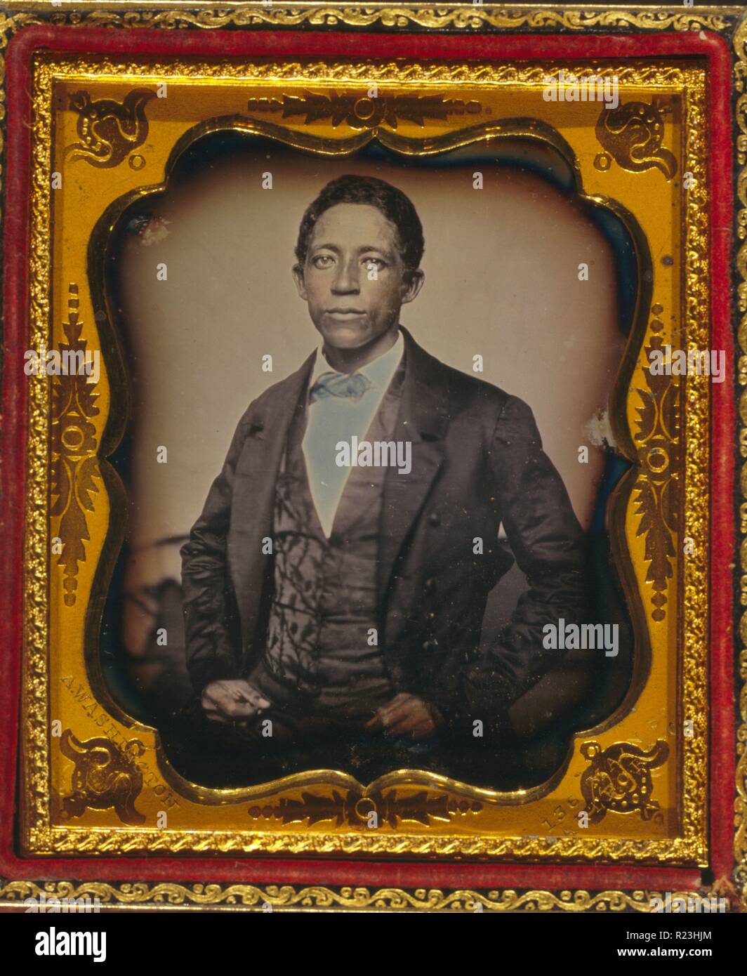 Urias A. McGill, merchant of Monrovia, half-length portrait, facing ...