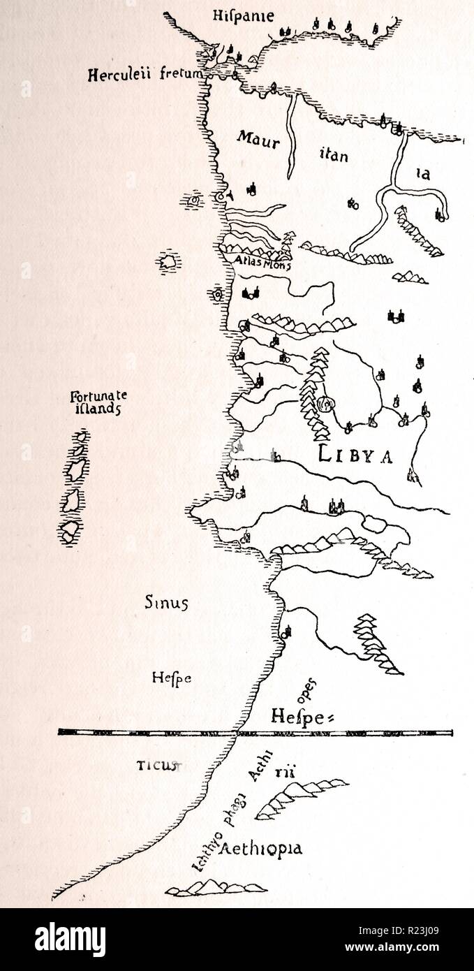 The coast of Africa, after Ptolemy (Mercator's edition). This map shows ...