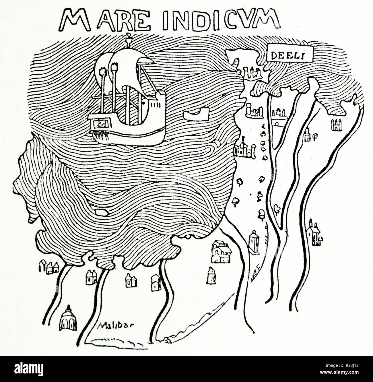 The Malabar Coast. From Fra Mauro's map. c.1450 Stock Photo - Alamy