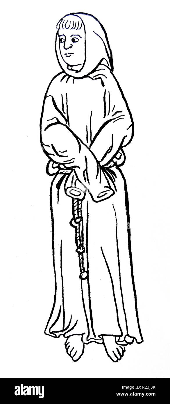 Line drawing of Brother William, Englishman and companion of St Francis ...