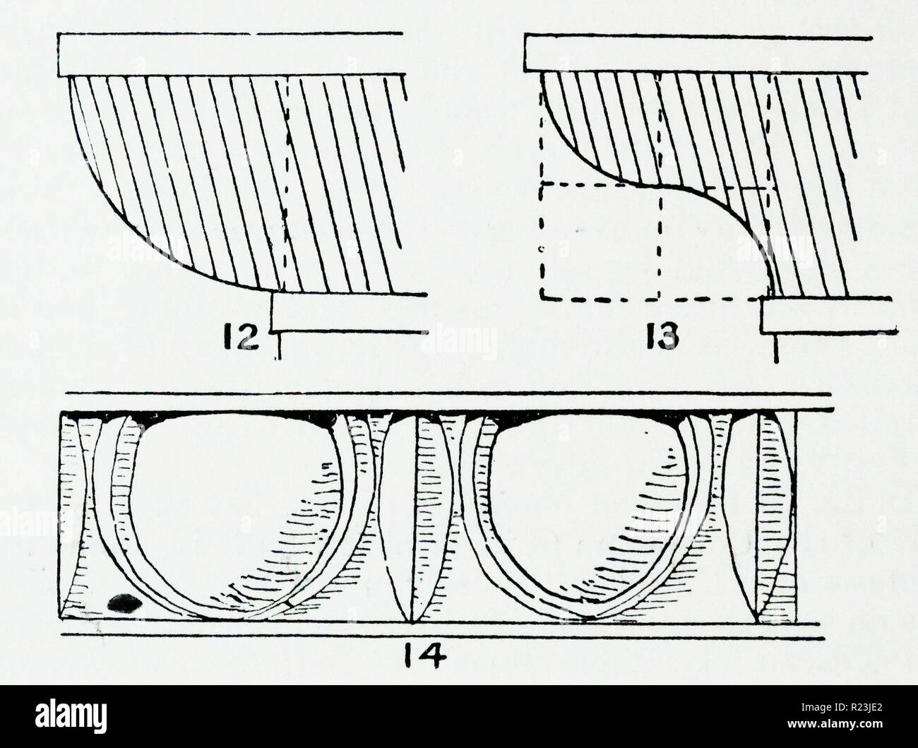 Illustration from a book depicting different types of Roman mouldings ...