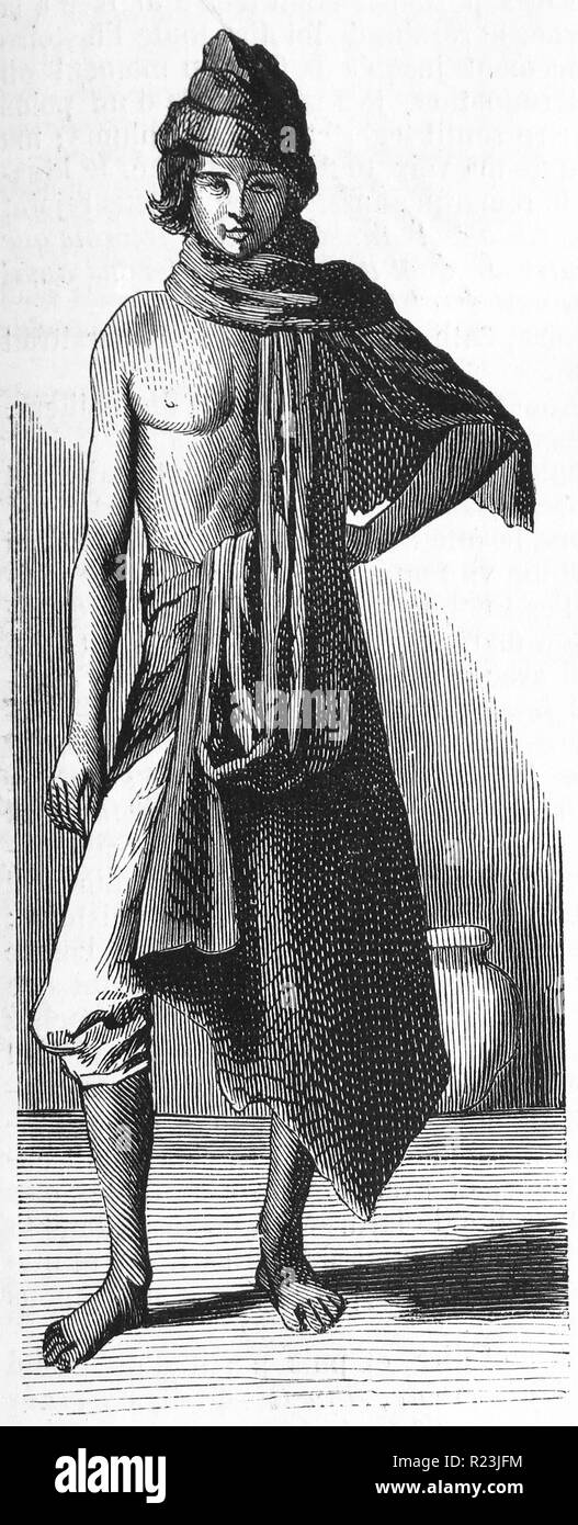 Engraving of a Bhisti water carrier. Dated 1845 Stock Photo - Alamy