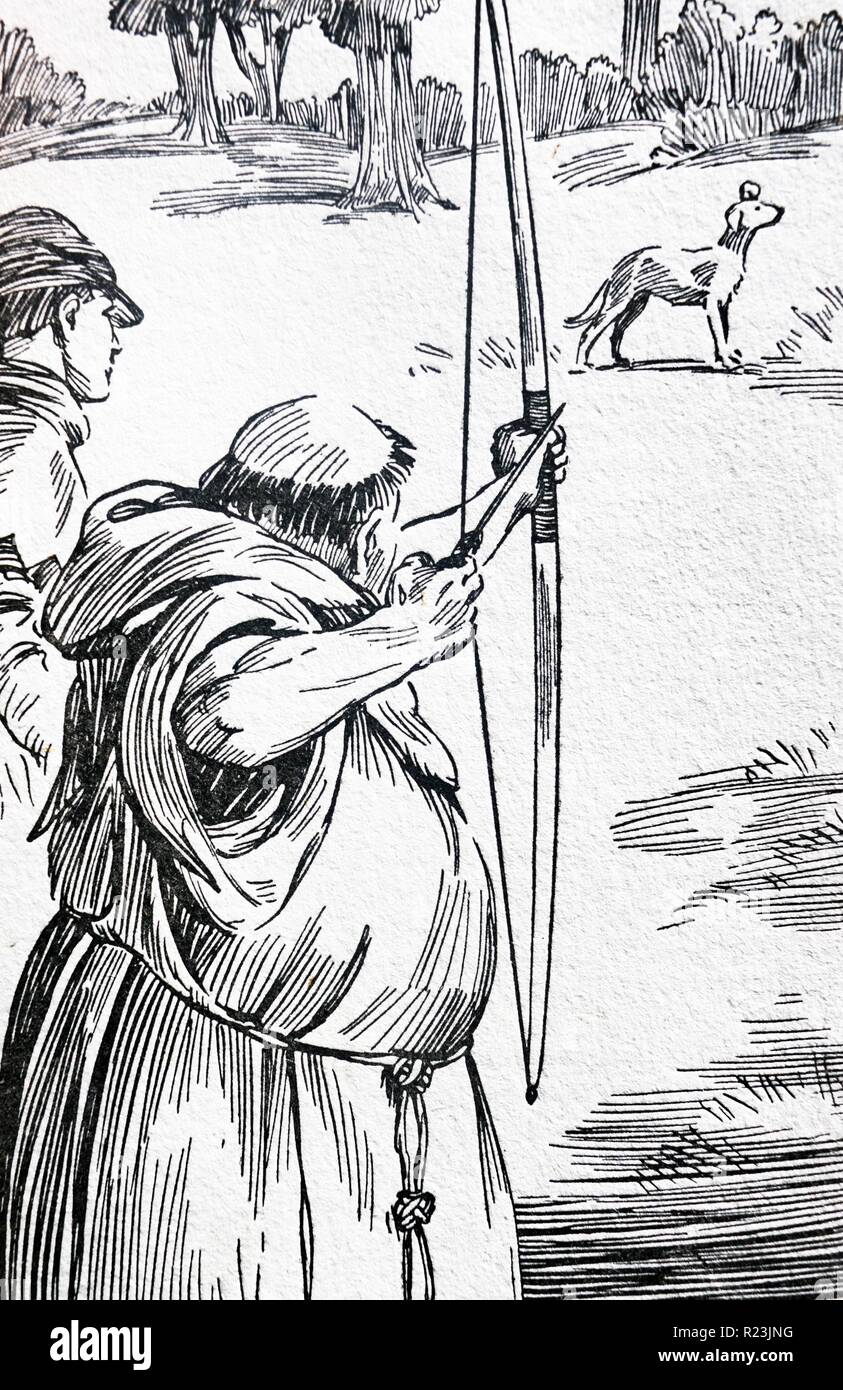 Illustration of a friar hunting with a bow and arrow. Dated 17th ...