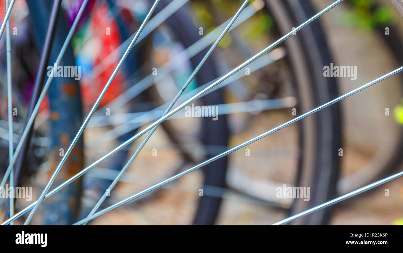 Spokes a bicycle wheel close up Stock Photo - Alamy