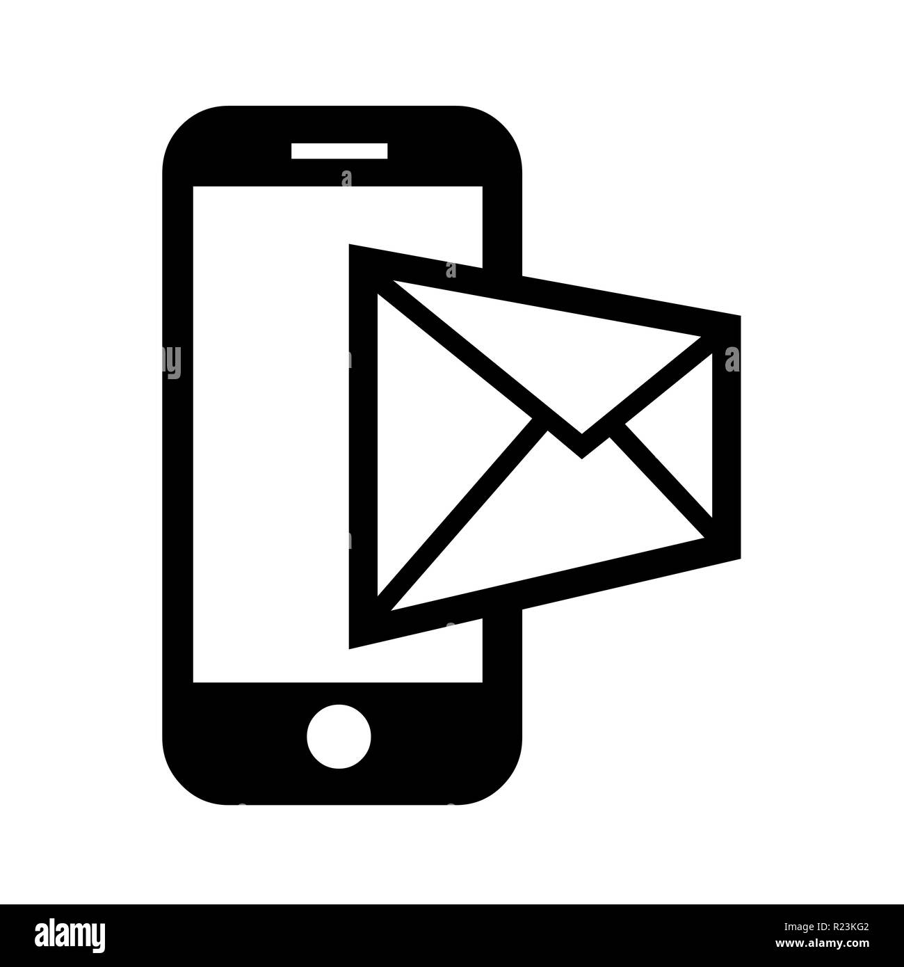 Mobil with message icon symbol Stock Photo - Alamy