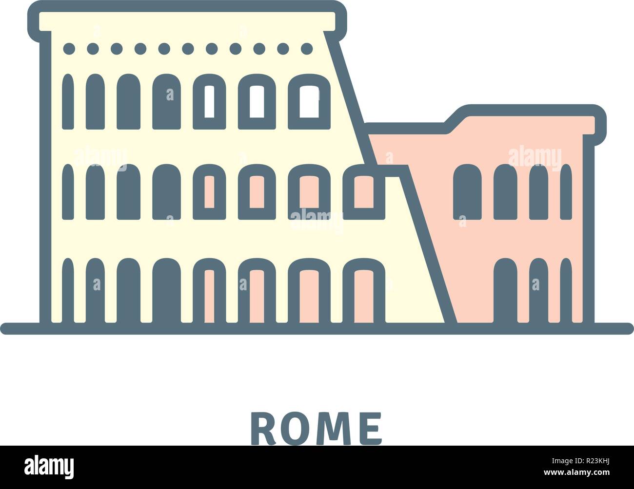 Rome line icon. Colosseum ruins vector illustration Stock Vector Image ...