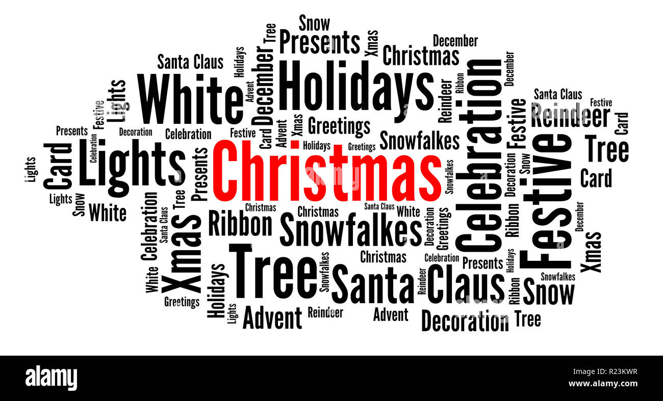 Christmas word cloud concept Stock Photo - Alamy