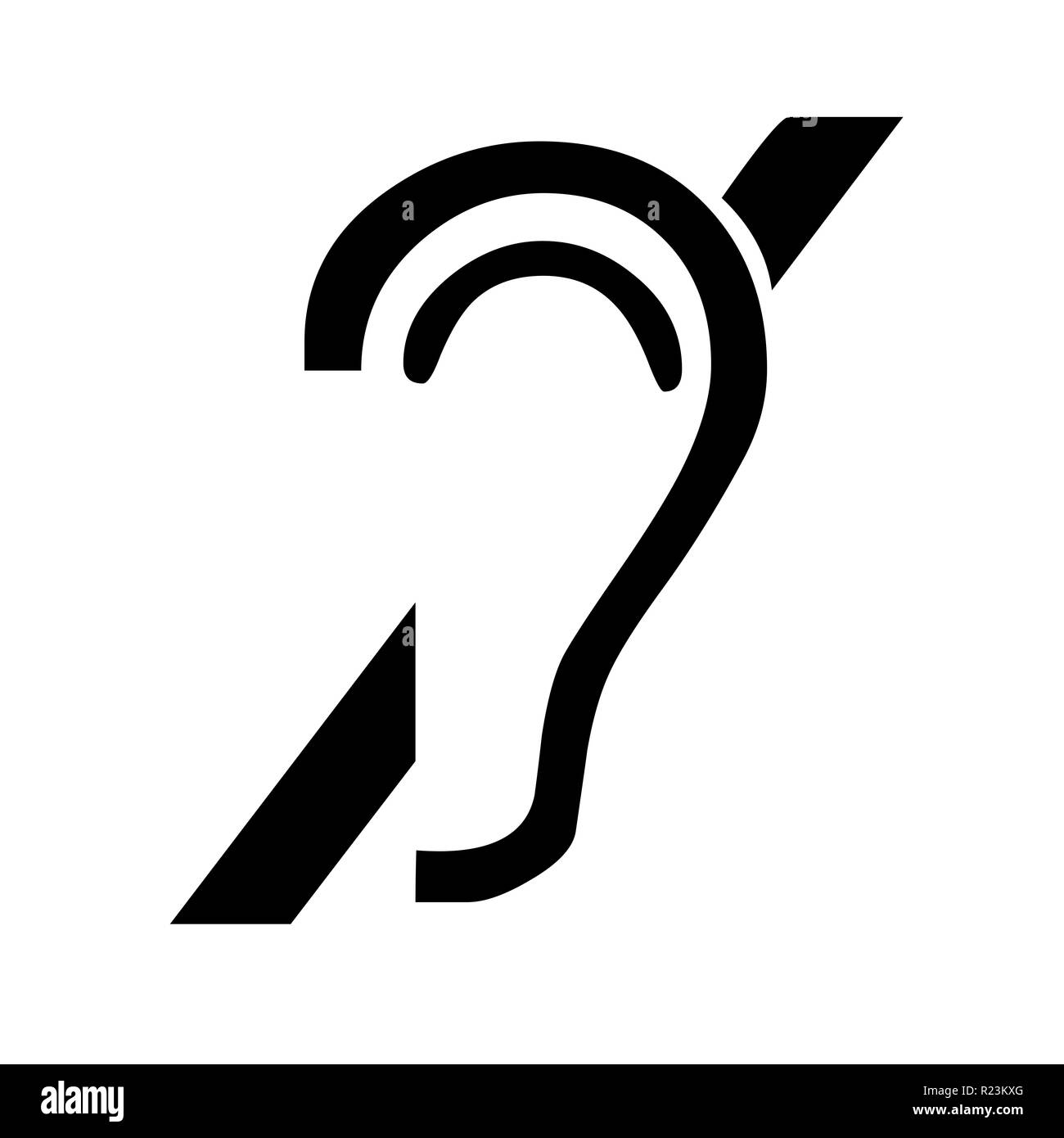 Deafness symbol icon on a white background Stock Photo - Alamy