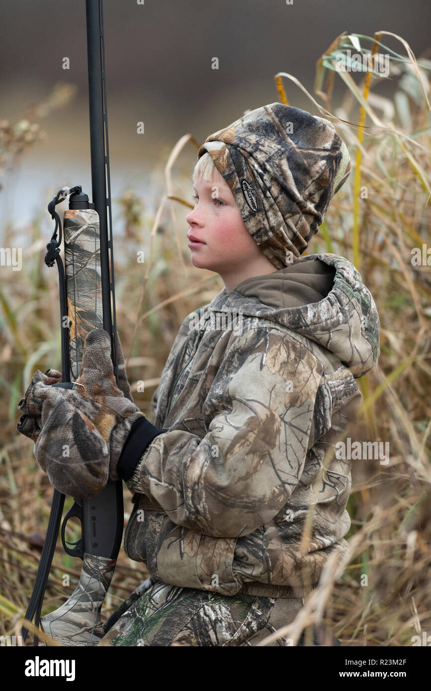A young duck hunter on an autumn day in Minnesota Stock Photo - Alamy