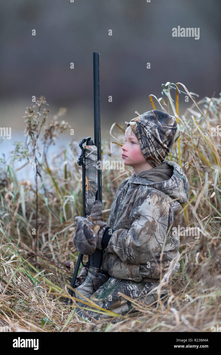 A young duck hunter on an autumn day in Minnesota Stock Photo - Alamy
