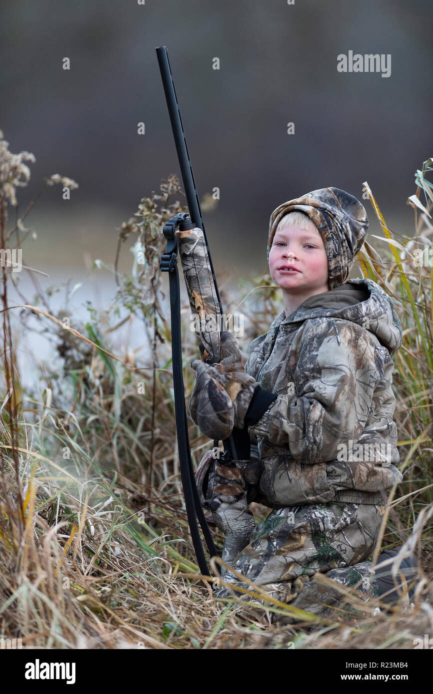A young duck hunter on an autumn day in Minnesota Stock Photo - Alamy