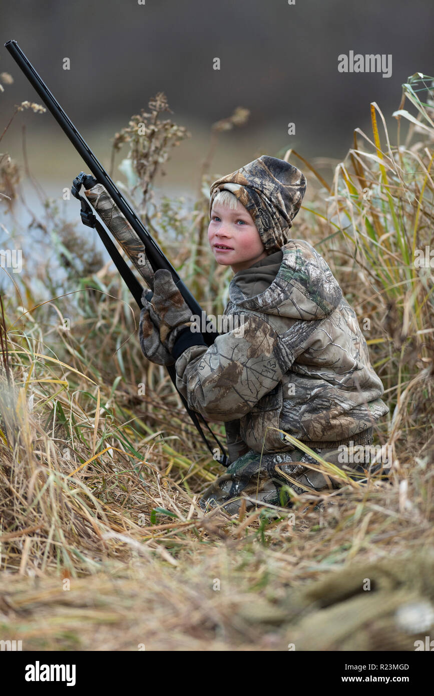 A young duck hunter on an autumn day in Minnesota Stock Photo - Alamy
