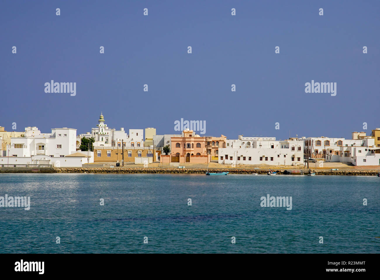 View picturesque of Al Ayjah town in the bay of Sur, Oman Stock Photo ...