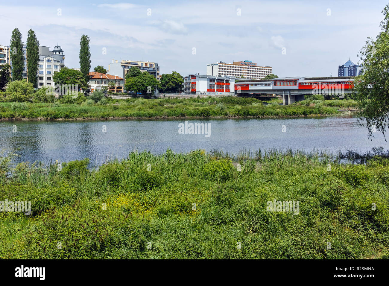 PLOVDIV, BULGARIA - MAY 7, 2018: The Maritsa River, passing through the ...