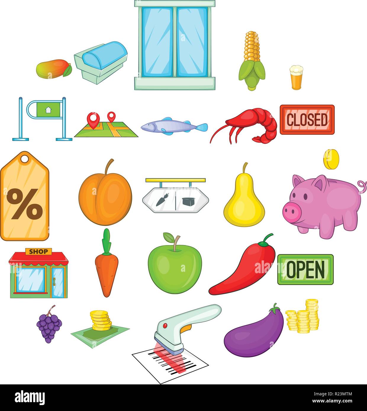 Food court icons set, cartoon style Stock Vector Image & Art - Alamy