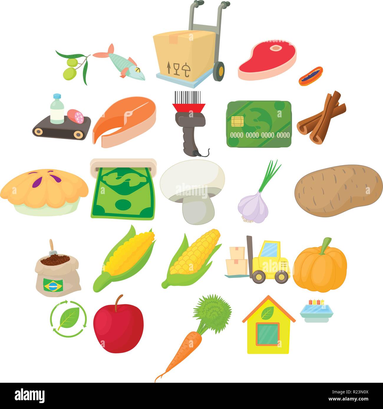 Street market icons set, cartoon style Stock Vector Image & Art - Alamy