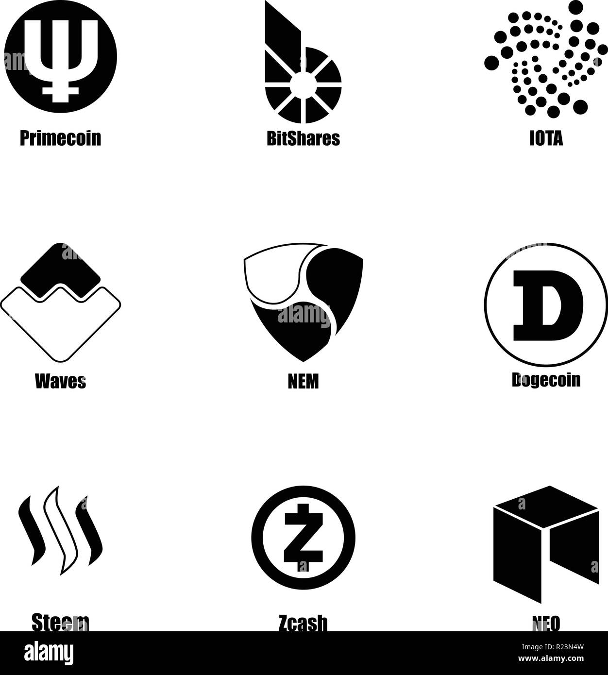 Virtual Currency Icons Set Simple Style Stock Vector Image And Art Alamy