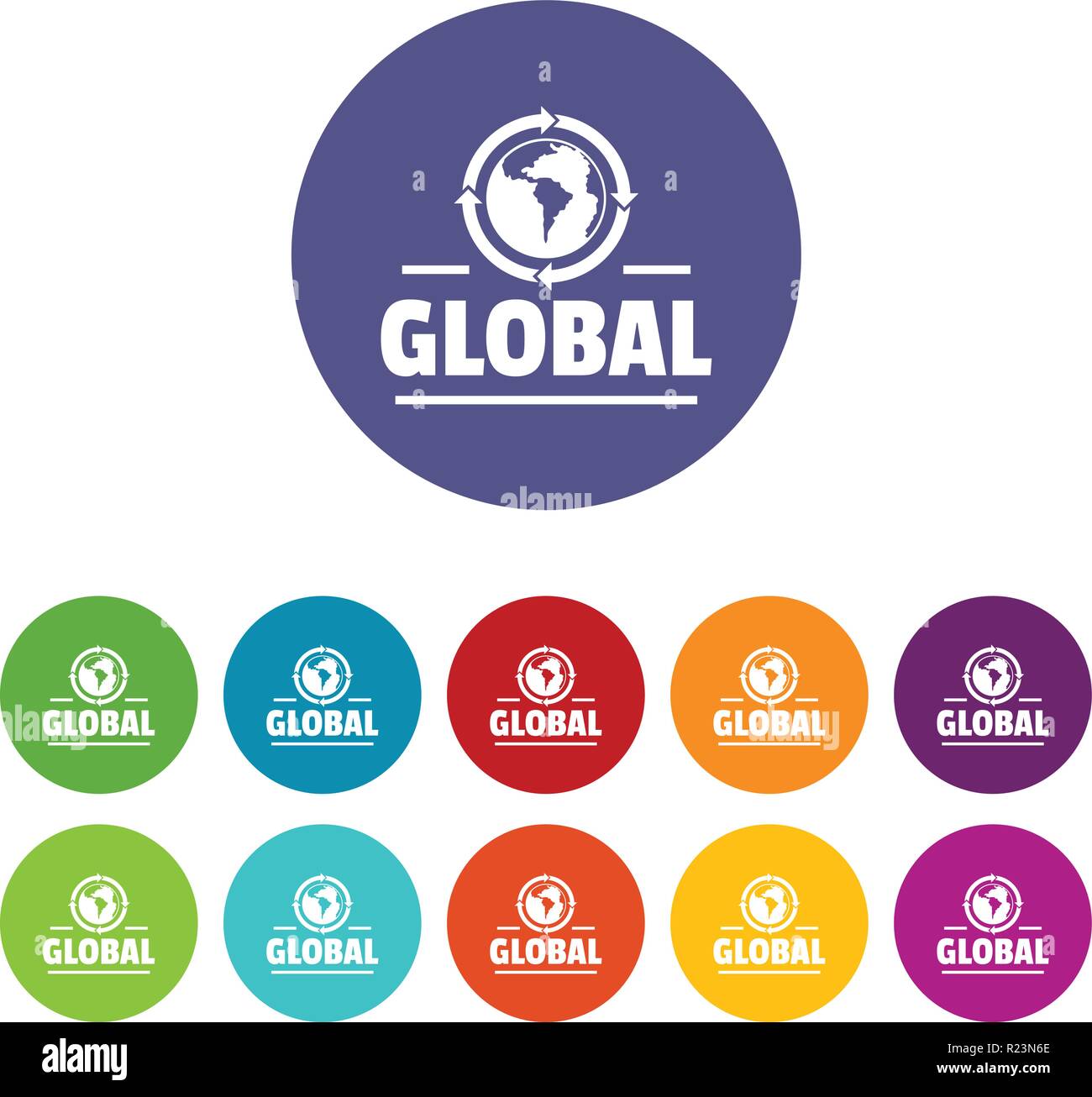Global icons set vector color Stock Vector Image & Art - Alamy