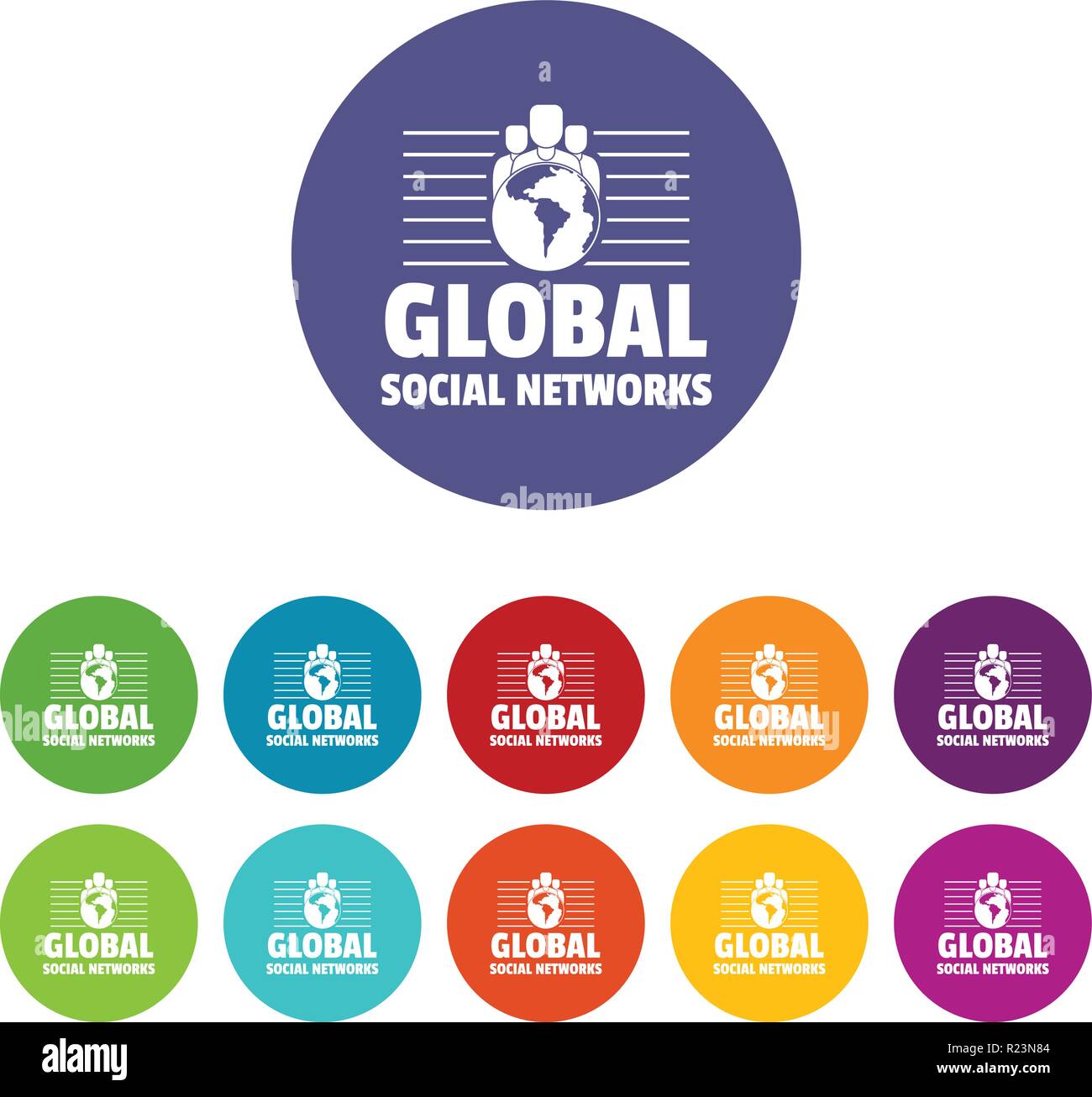 Global social networks icons set vector color Stock Vector Image & Art ...