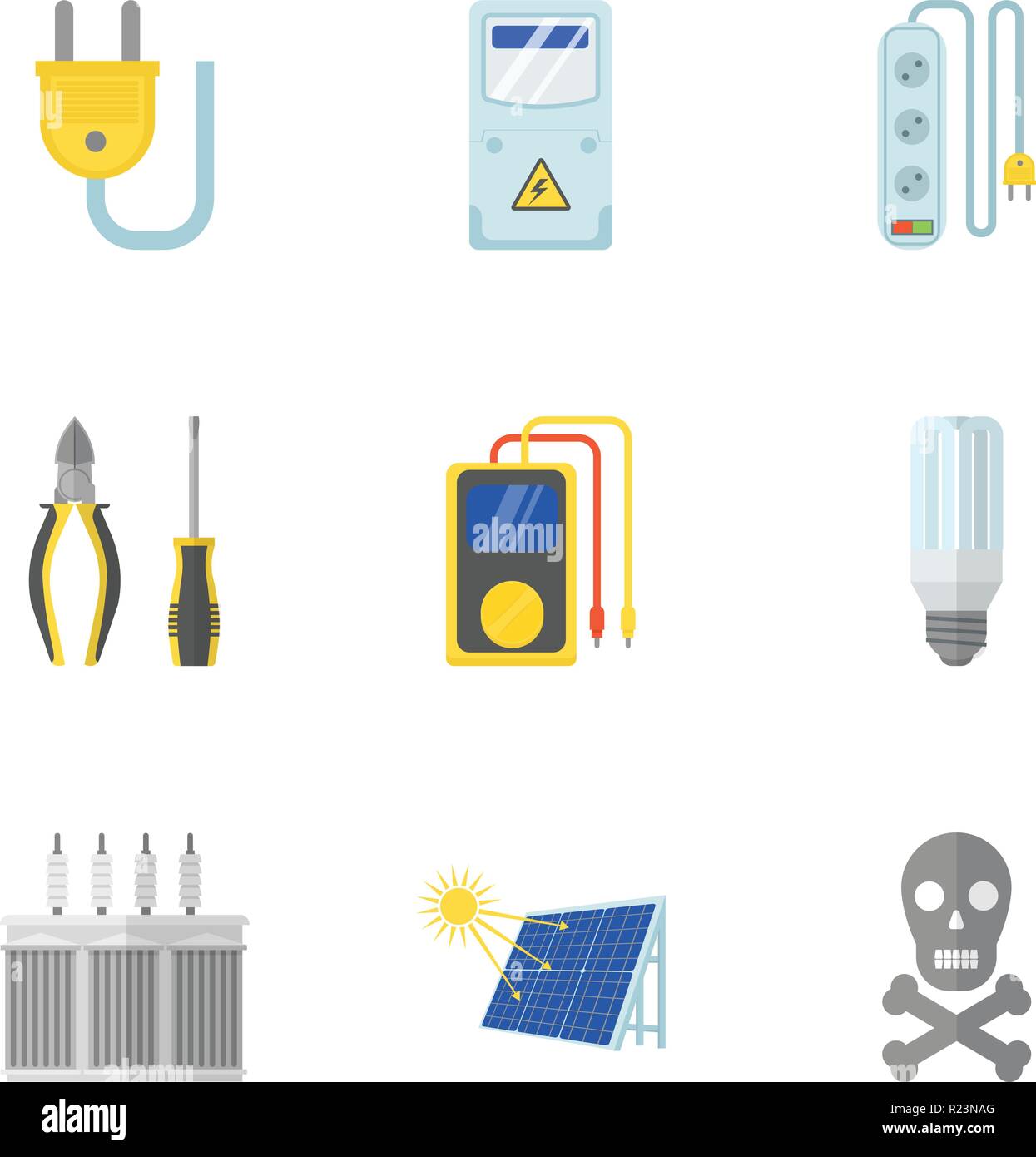 Measurement of electricity icons set, flat style Stock Vector Image ...