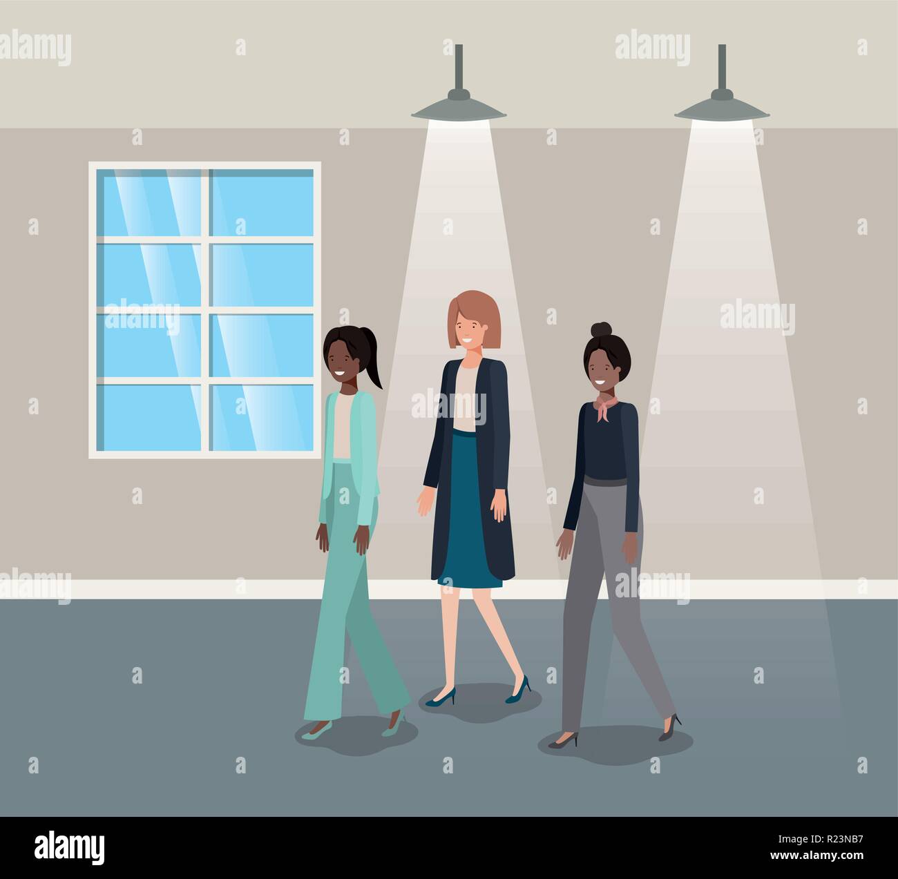 businesswomen group in corridor office Stock Vector Image & Art - Alamy
