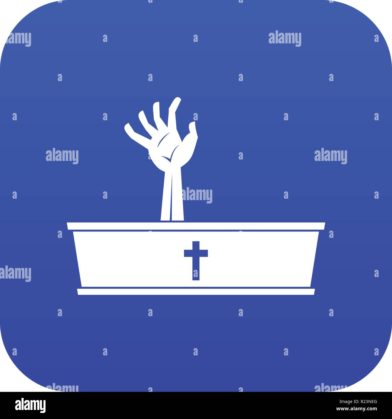 Zombie hand coming out of his coffin icon digital blue Stock Vector ...