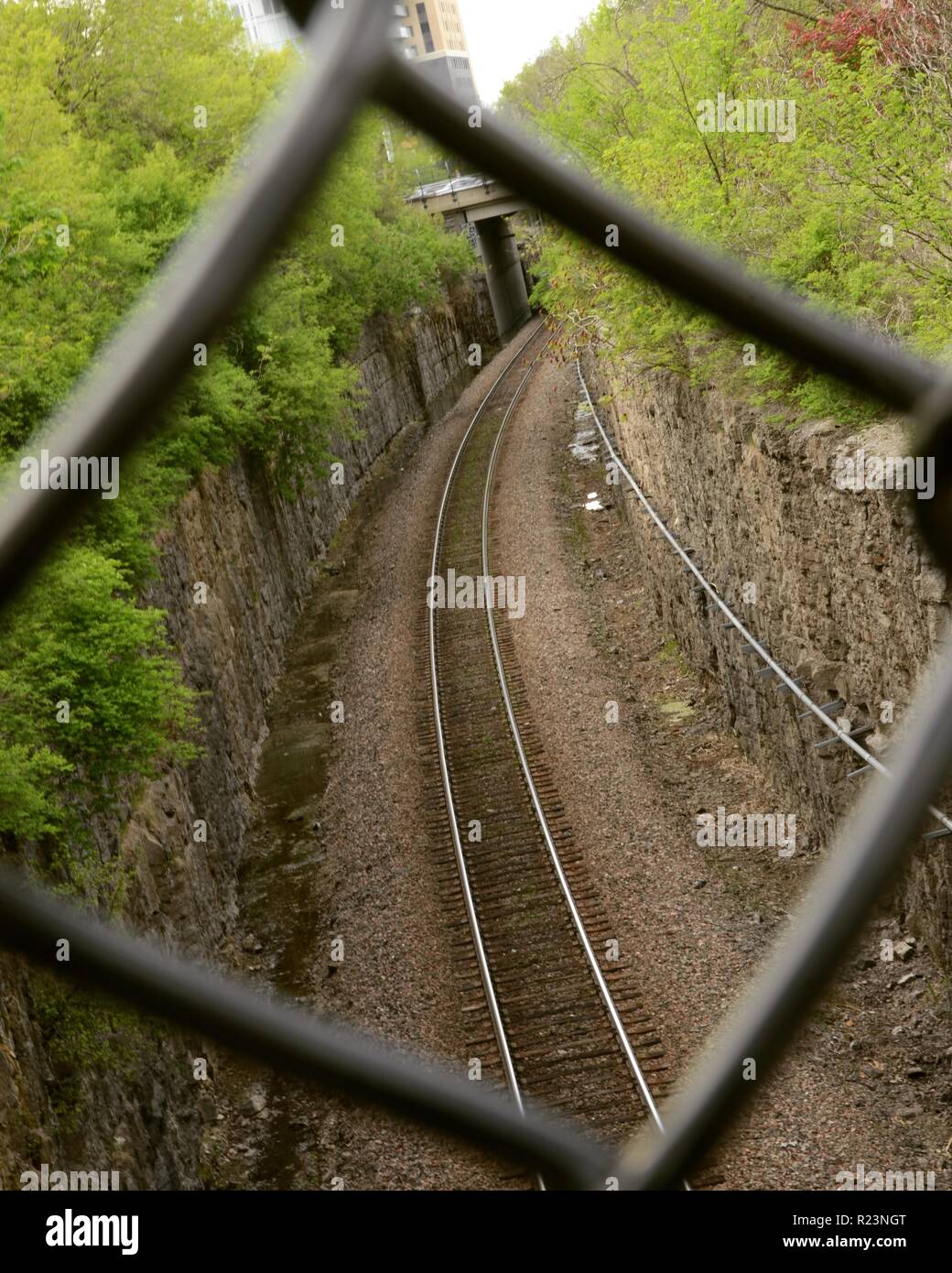 View of empty train tracks Stock Photo - Alamy