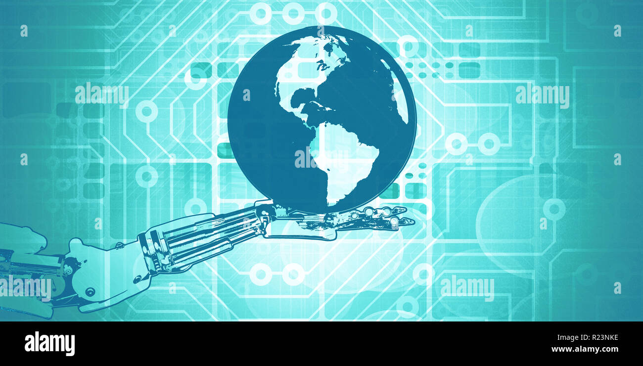 Computer Technology Concept with Global Reach art Stock Photo - Alamy