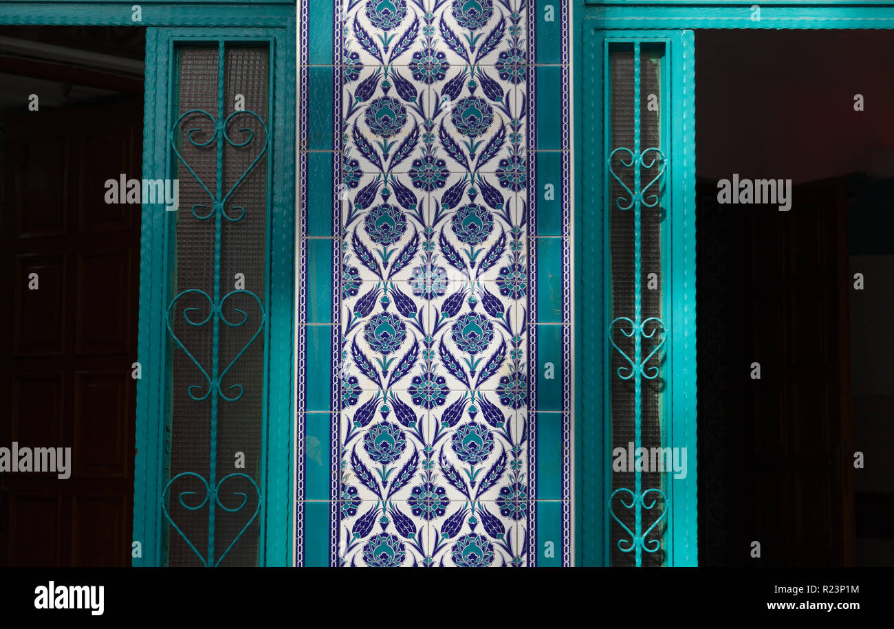 typical turquoise colorful facade in istanbul , turkey Stock Photo - Alamy