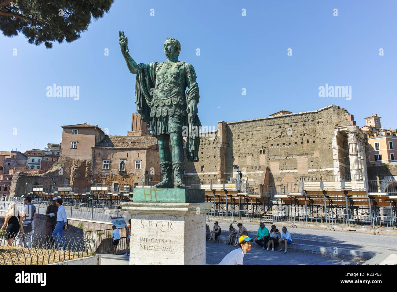 ROME, ITALY - JUNE 23, 2017: Amazing view of Nerva statue in city of ...