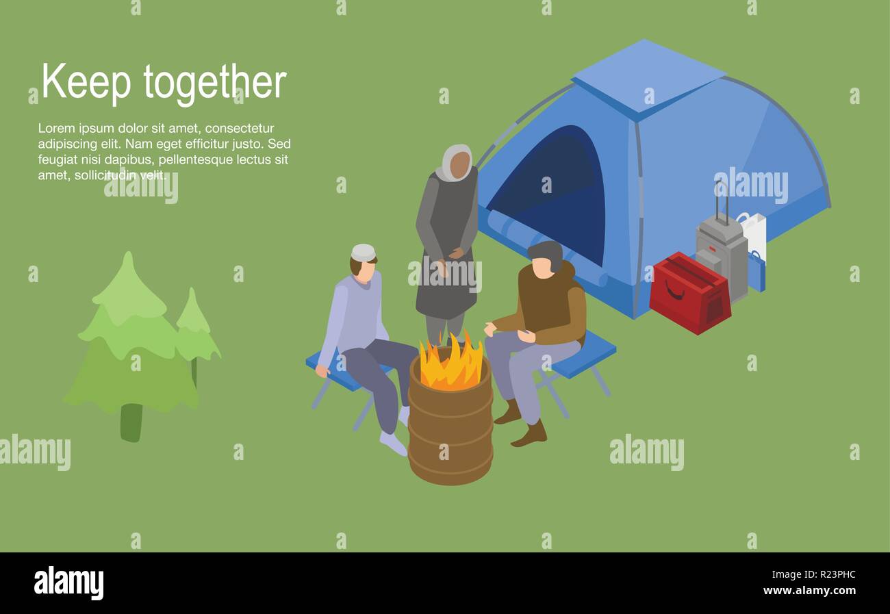 Keep together homeless family concept background, isometric style Stock ...