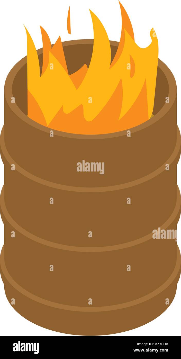 Fire burning in barrel icon, isometric style Stock Vector Image & Art ...
