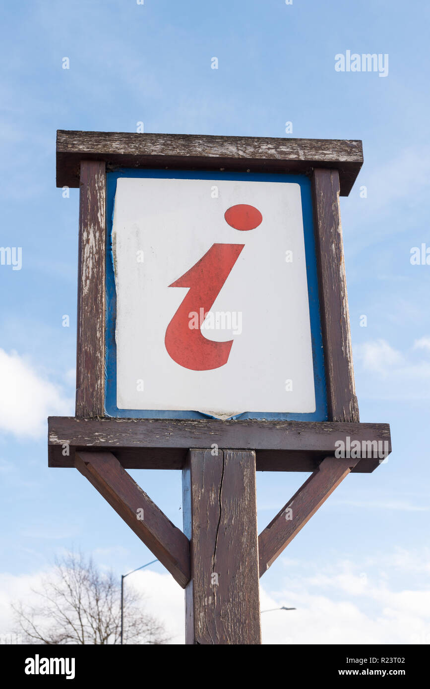 Large sign with red letter i outside information office in Stratford ...