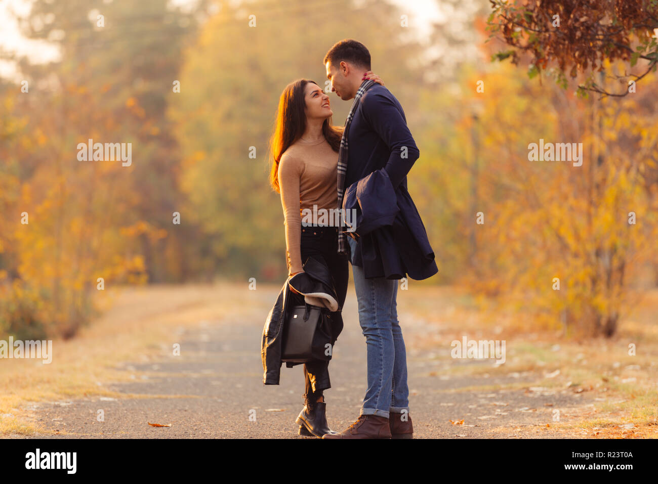 Girlfriend and boyfriend looking and each other and feeling loved Stock ...