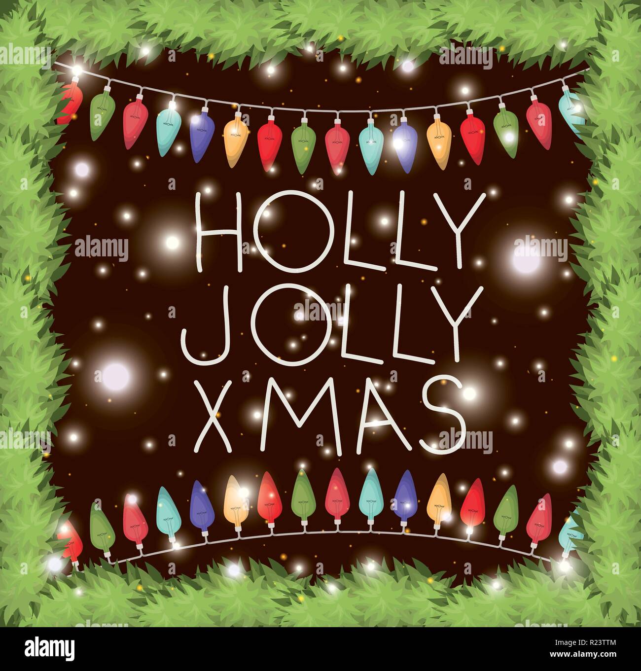 frame with garlands and christmas lights Stock Vector Image & Art - Alamy