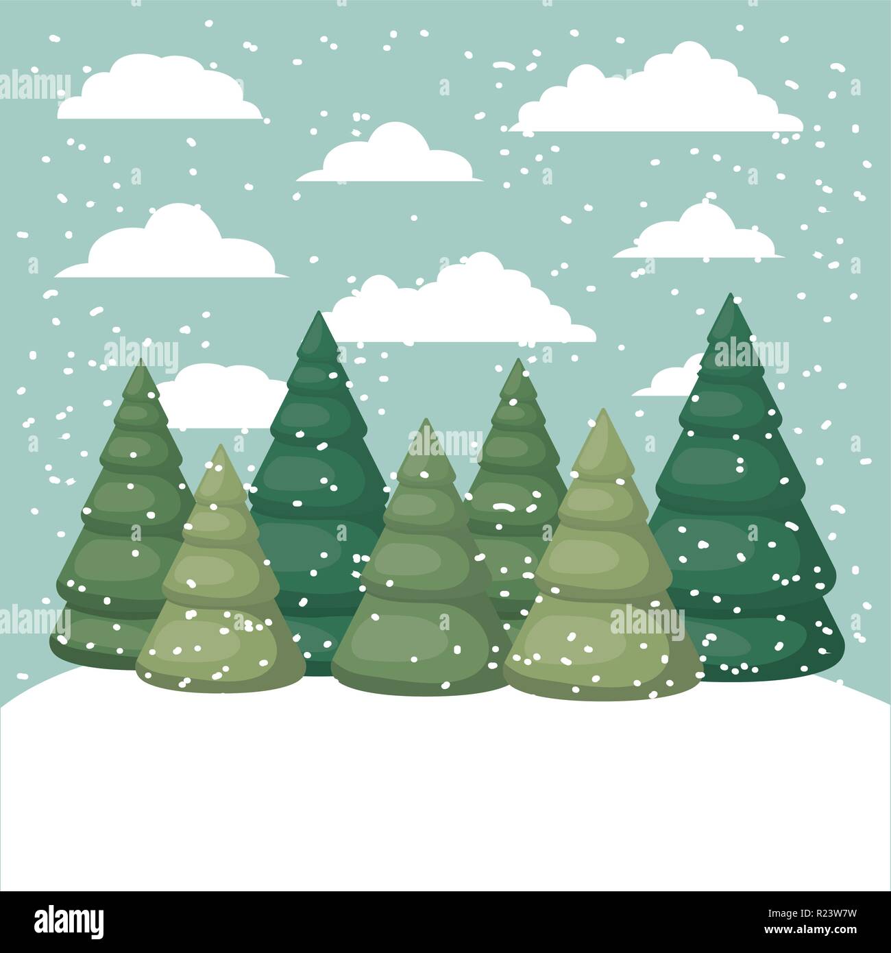 snowscape with pines scene Stock Vector Image & Art - Alamy
