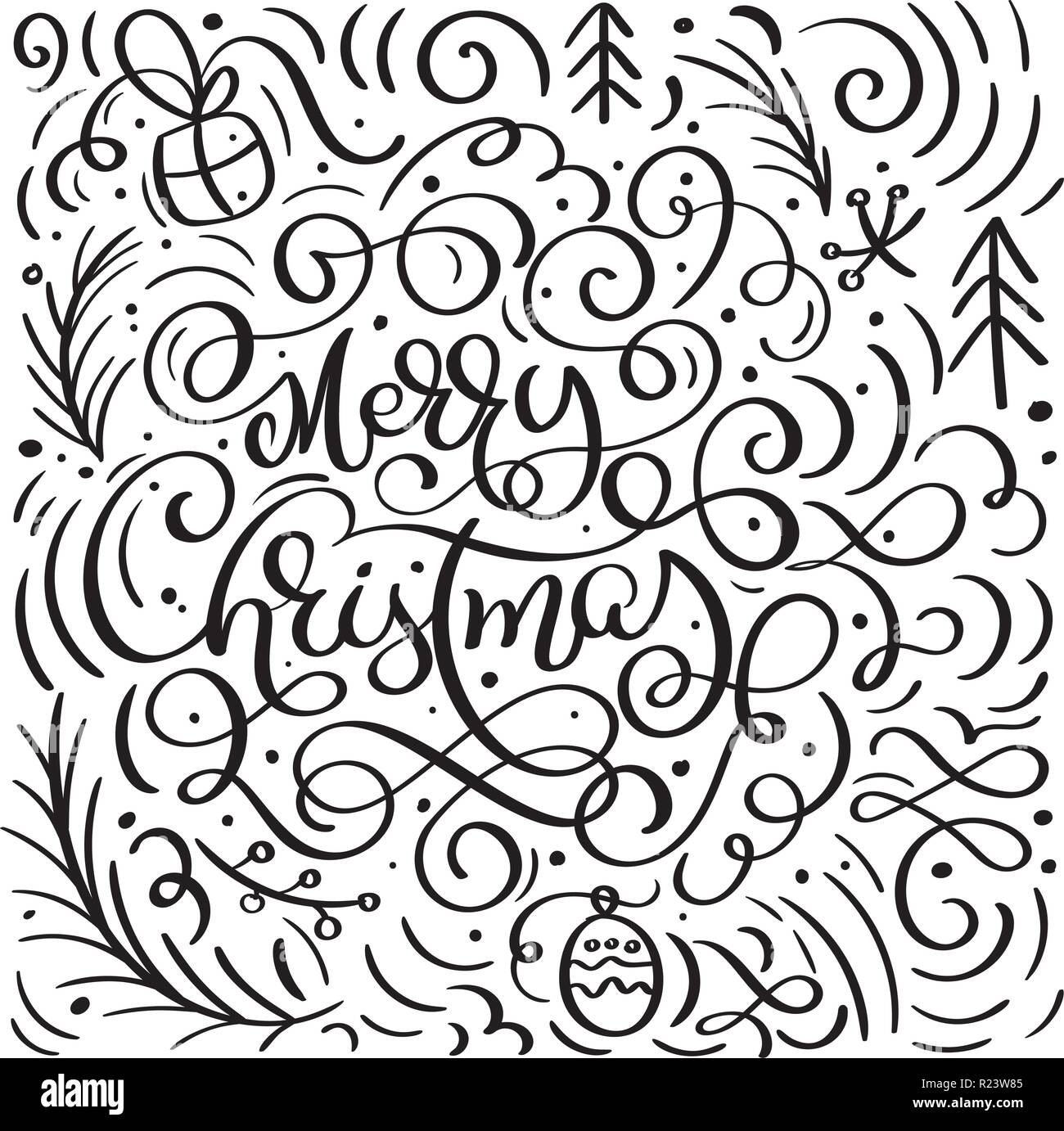 Xmas doodles Black and White Stock Photos & Images - Alamy