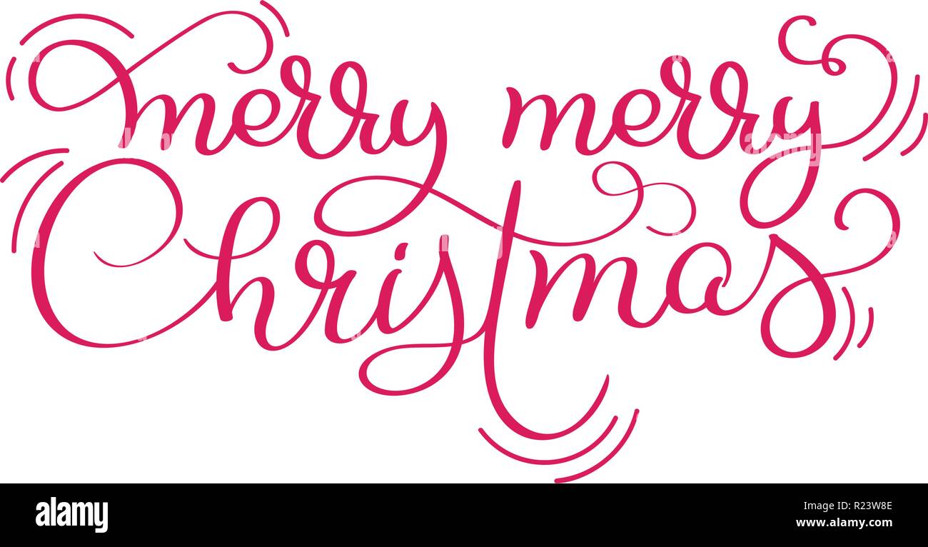 Red Merry merry Christmas vintage calligraphy lettering vector text ...