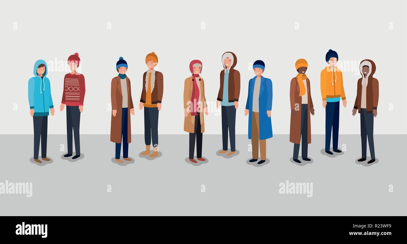 group of men with winter clothes Stock Vector Image & Art - Alamy